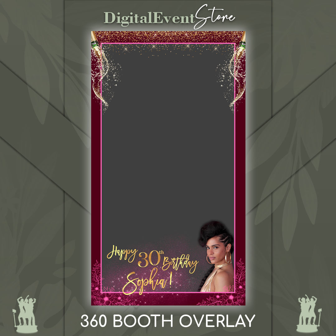 360 Overlay Birthday Videobooth 360 Gold Champagne Photoboot | Inspire ...
