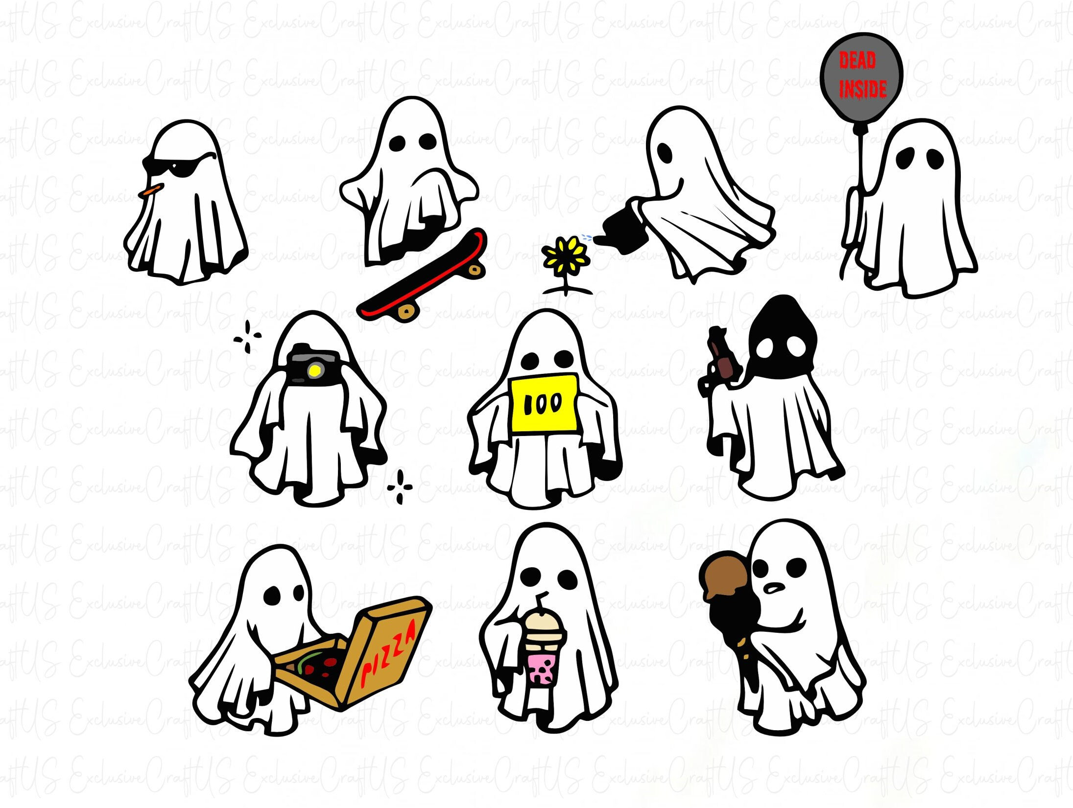 Bundle Cute Ghost svg, Ghost Clipart, Cute ghost svg, Boo sv - Inspire ...