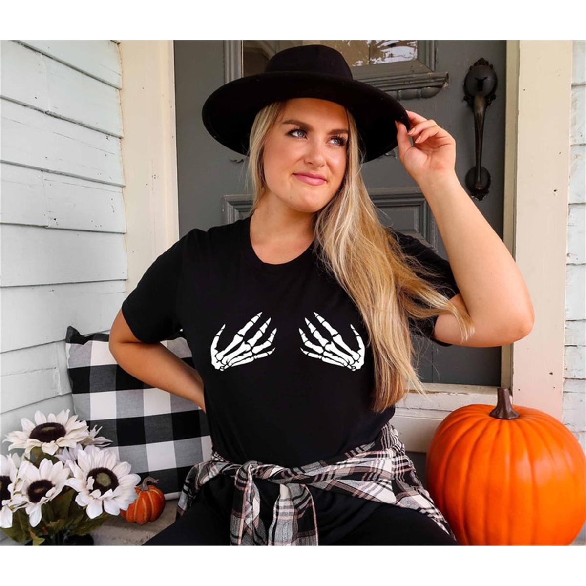Skeleton Hand on Boobs Shirt, Hand Bra Shirt, Skeleton Hand | Inspire ...