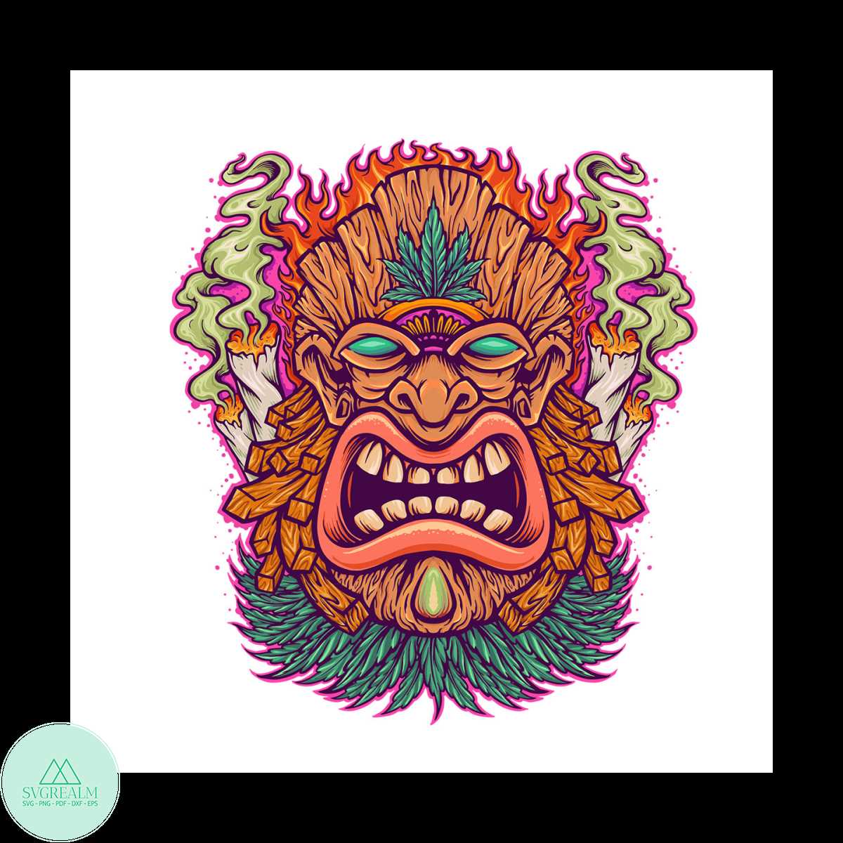 Angry Tiki Hawaii Mascot Cannabis Svg, Cannabis Svg, Tiki Ha | Inspire ...