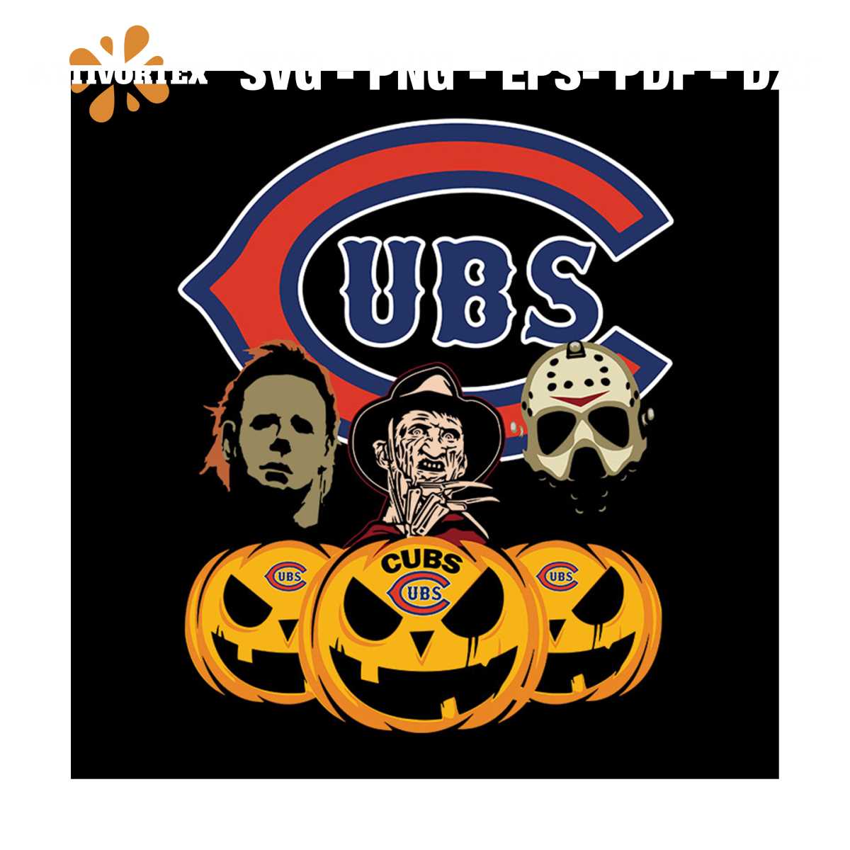 Chicago Cubs Halloween Horror Movie Pumpkin Svg, Jason Voorh | Inspire ...