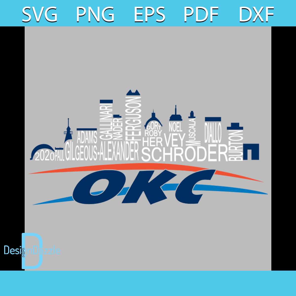 Oklahoma City OKC, Pro Basketball Team, Skyline Names, Svg, - Inspire ...
