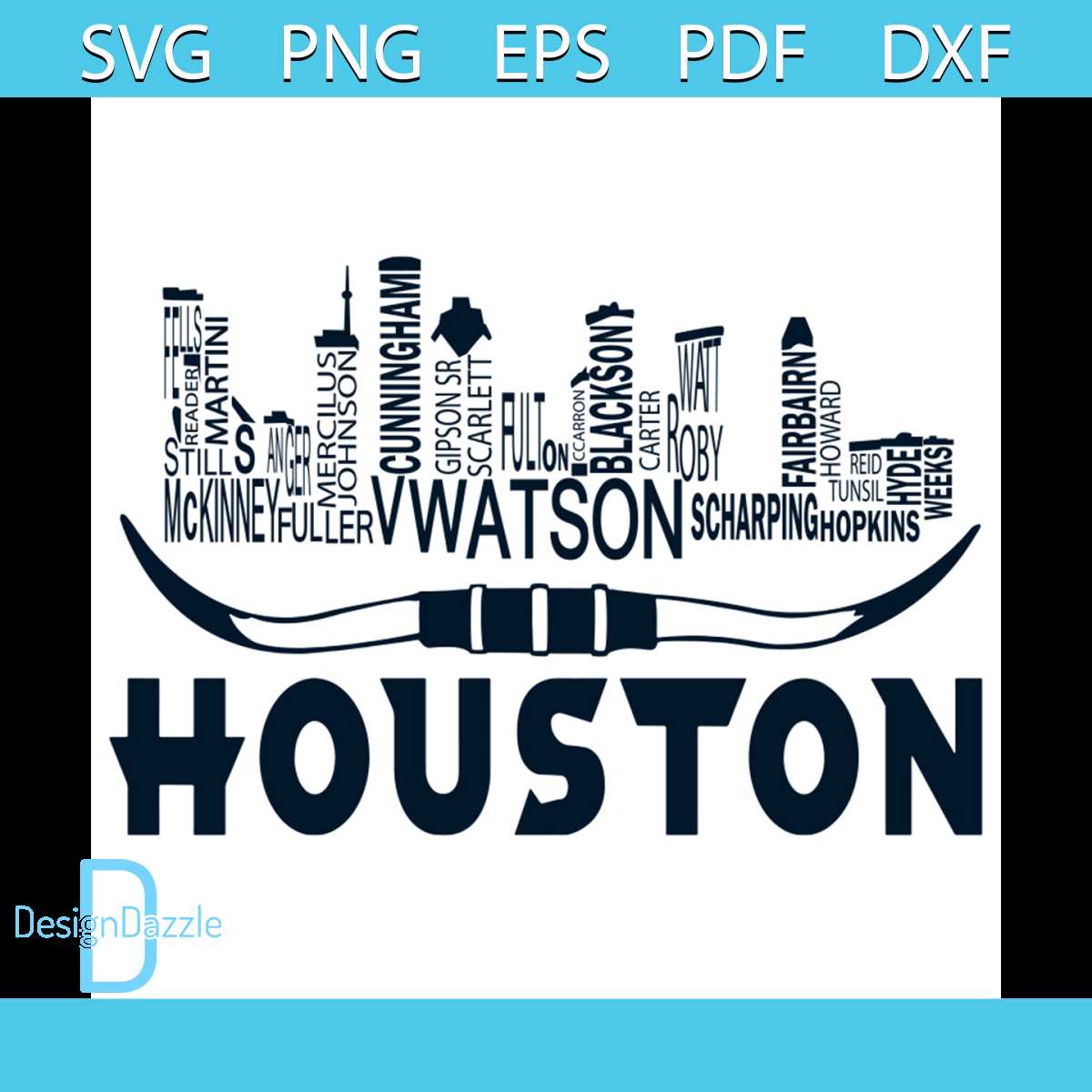 Houston, Skyline Names, Svg, Sport - Inspire Uplift