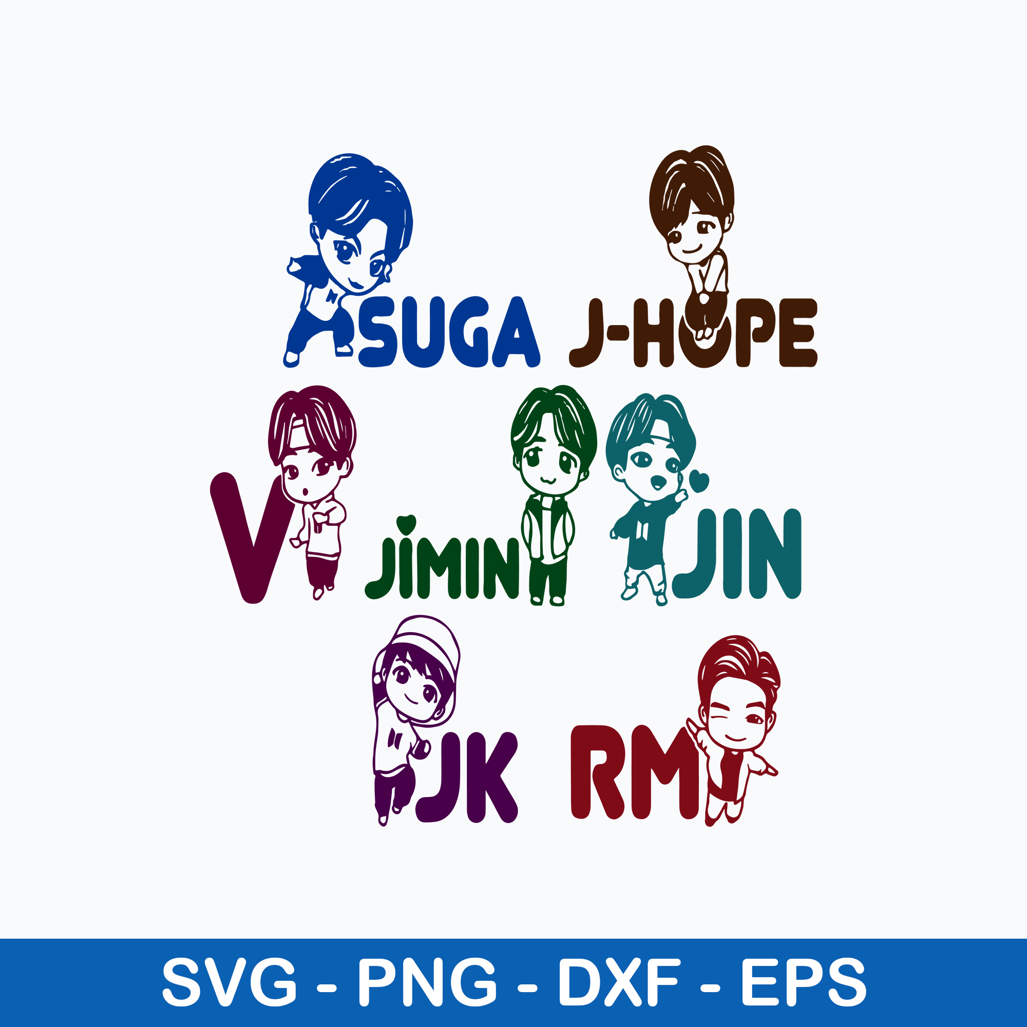 Adorable 7 Different TinyTan BTS Svg, Kpop Star Svg, Adorabl | Inspire ...