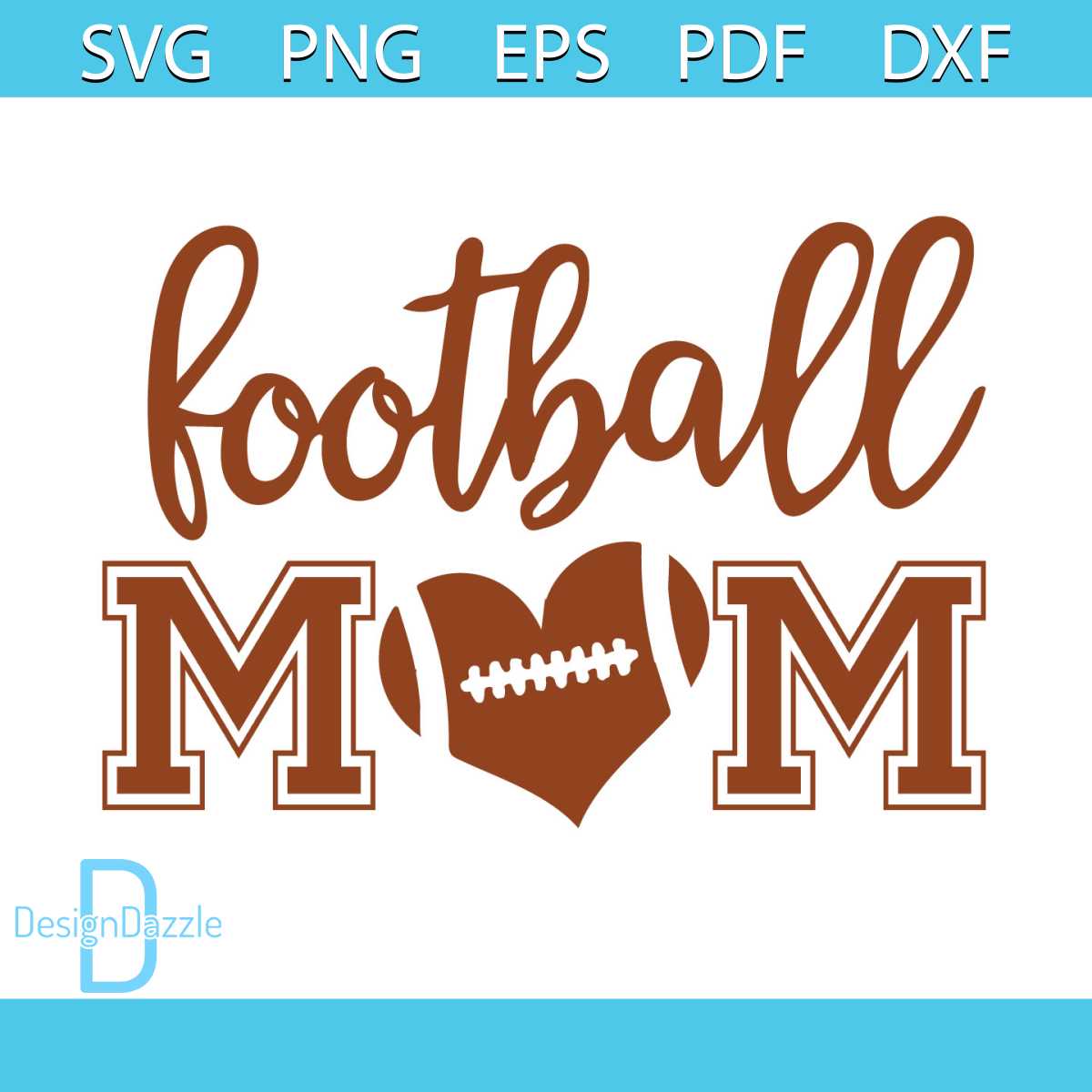 Football Mom Heart Design Svg Sport Svg Football Svg Inspire Uplift