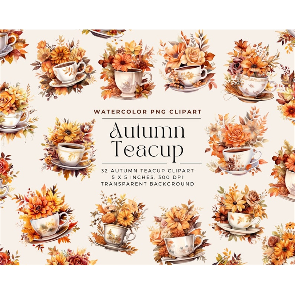 Autumn Floral Teacup Clipart, Floral Teacup, Teacup PNG, Flo | Inspire ...