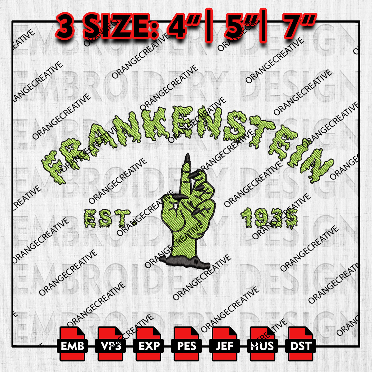 Frankenstein Hands Est Embroidery files, Horror Movie Embroi | Inspire ...
