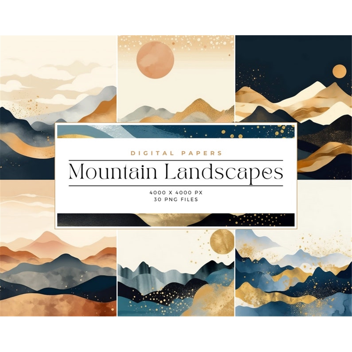 Mountain Landscapes Digital Paper Set, Printable Backgrounds - Inspire ...