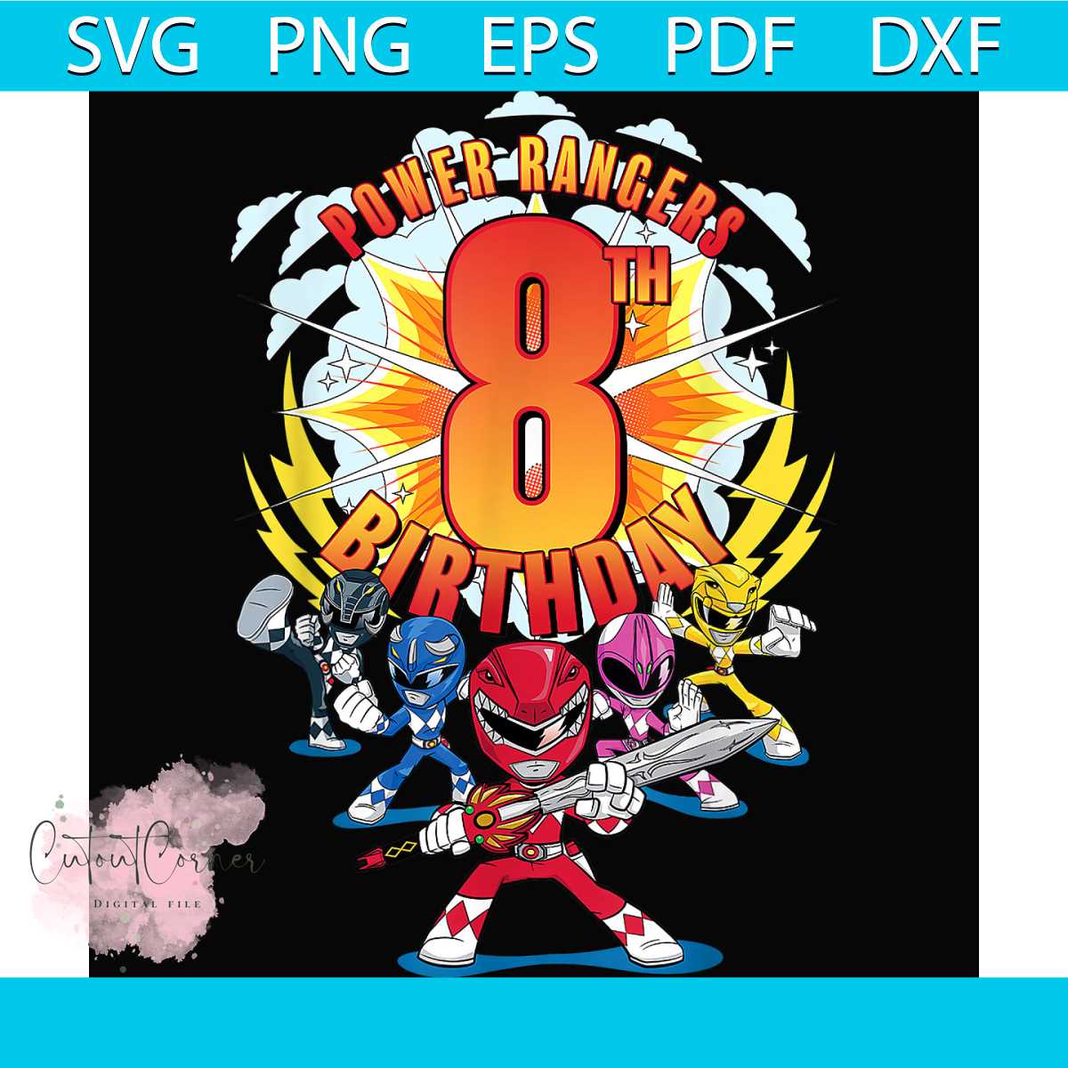 Power Rangers Group Shot 8th Birthday Premium SVG, Birthday | Inspire ...