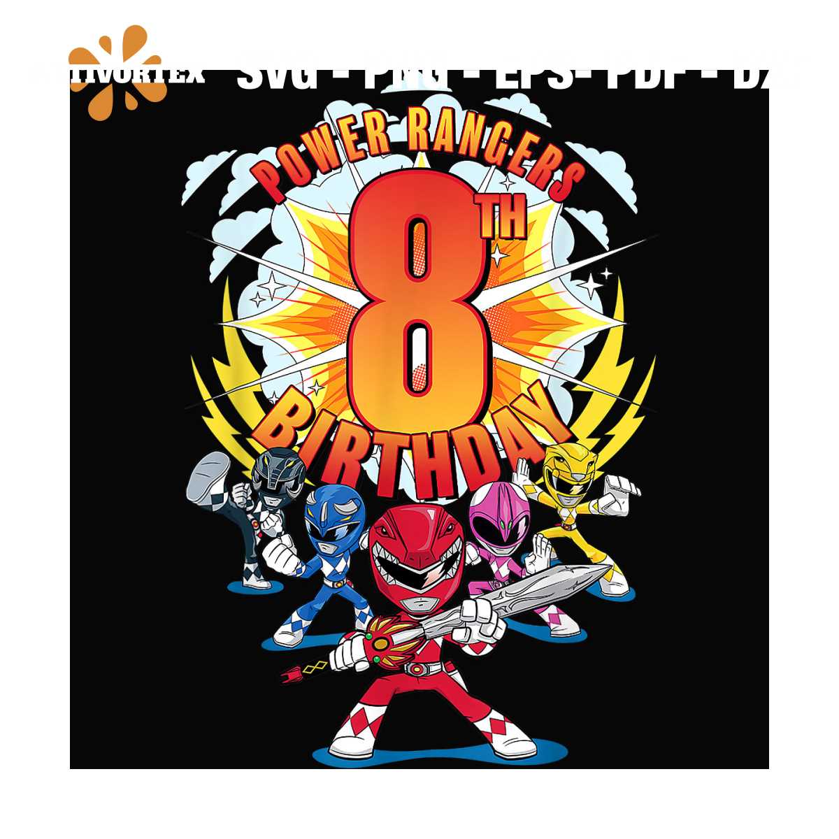 Power Rangers Group Shot 8th Birthday Premium SVG, Birthday | Inspire ...
