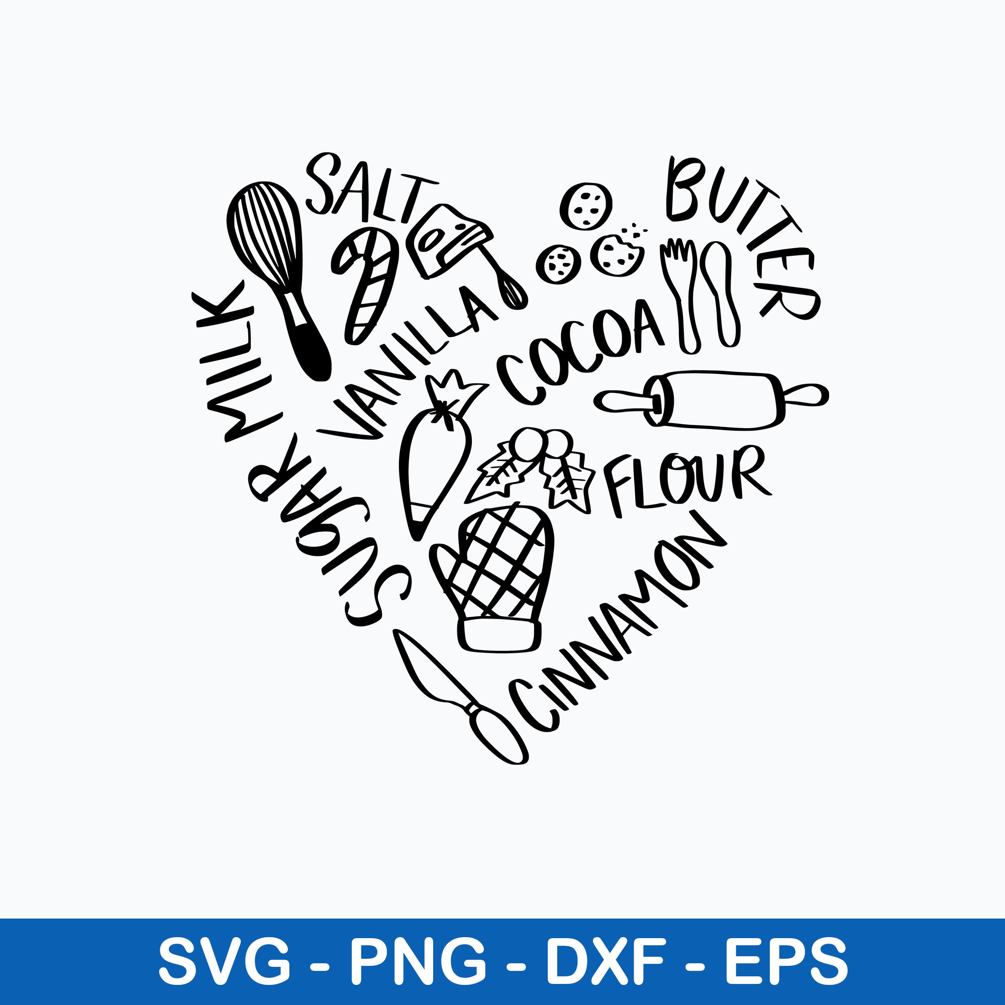 Baking Words Heart SVG, Handlettered SVG, PNG DXF EPS File | Inspire Uplift