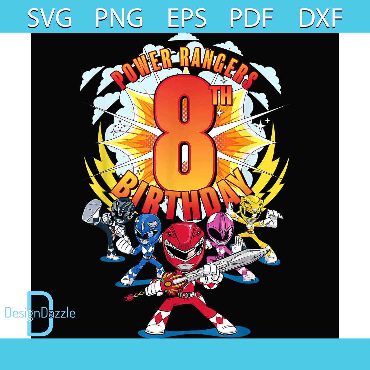 Power Rangers Group Shot 8th Birthday Premium SVG, Birthday | Inspire ...