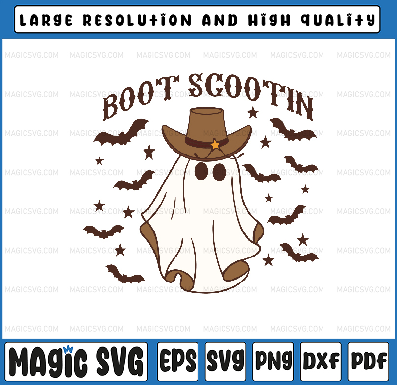 Boot Scoot Spooky Svg, Western Ghost svg, Retro Halloween De | Inspire ...