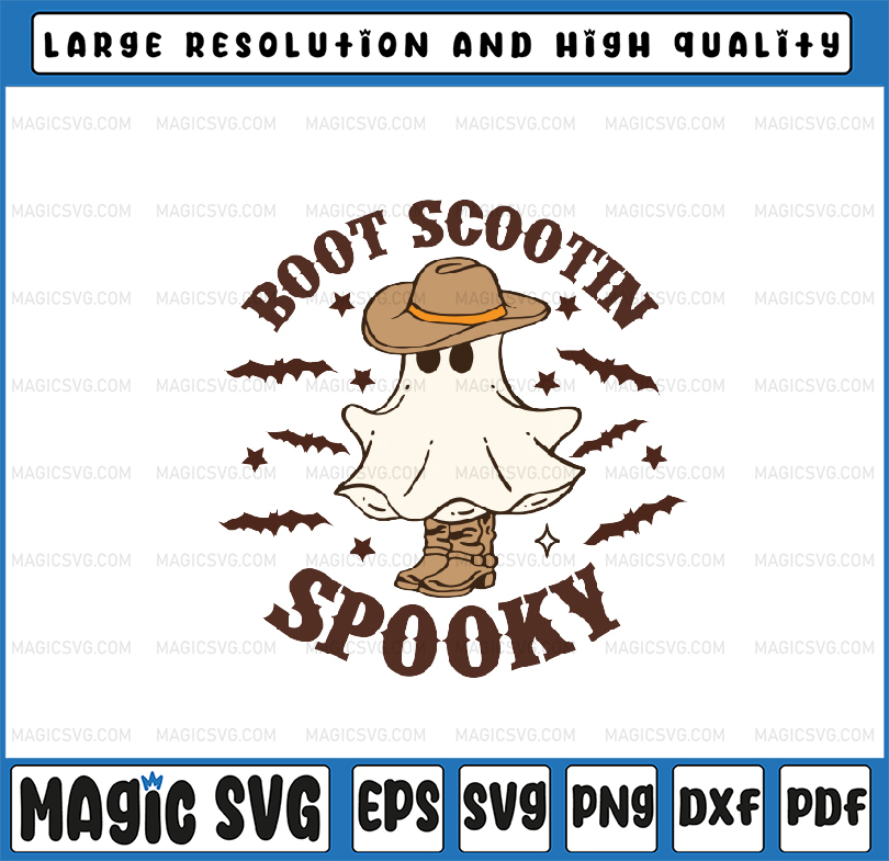 Boot Scootin Spooky Boo Svg, Halloween Cowboy Ghost Svg, Cut | Inspire ...