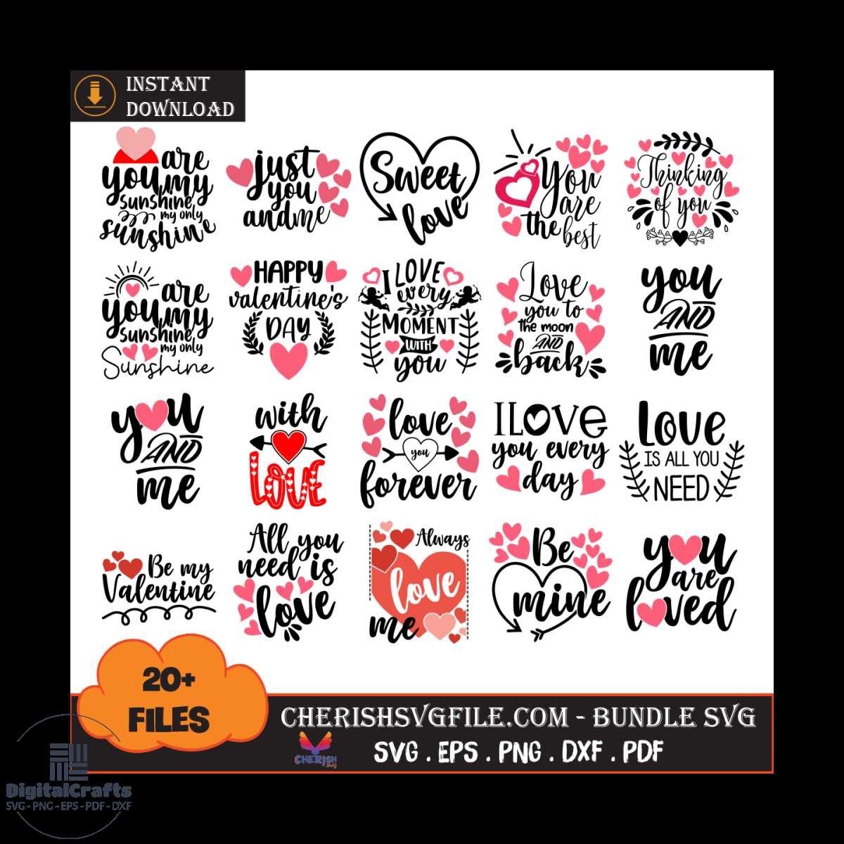 20 Files Love Happy Valentine Day Bundle Svg, Valentine Svg, | Inspire ...
