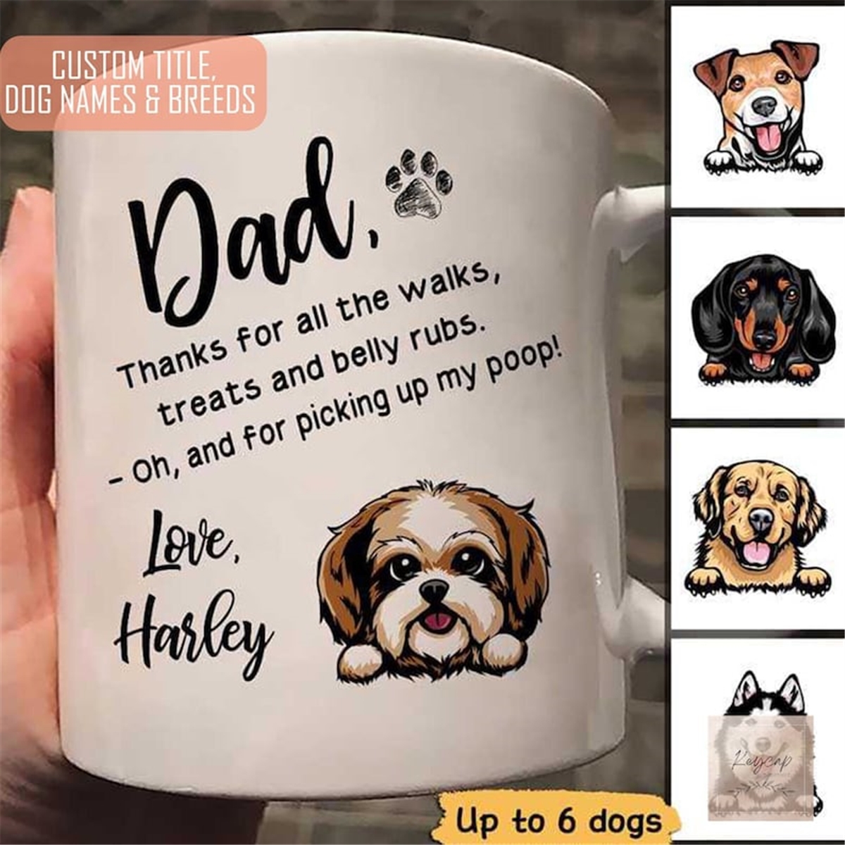 Custom Dogs Mug, Thanks For Belly Rubs & Picking Up Poo, Fun - Inspire ...