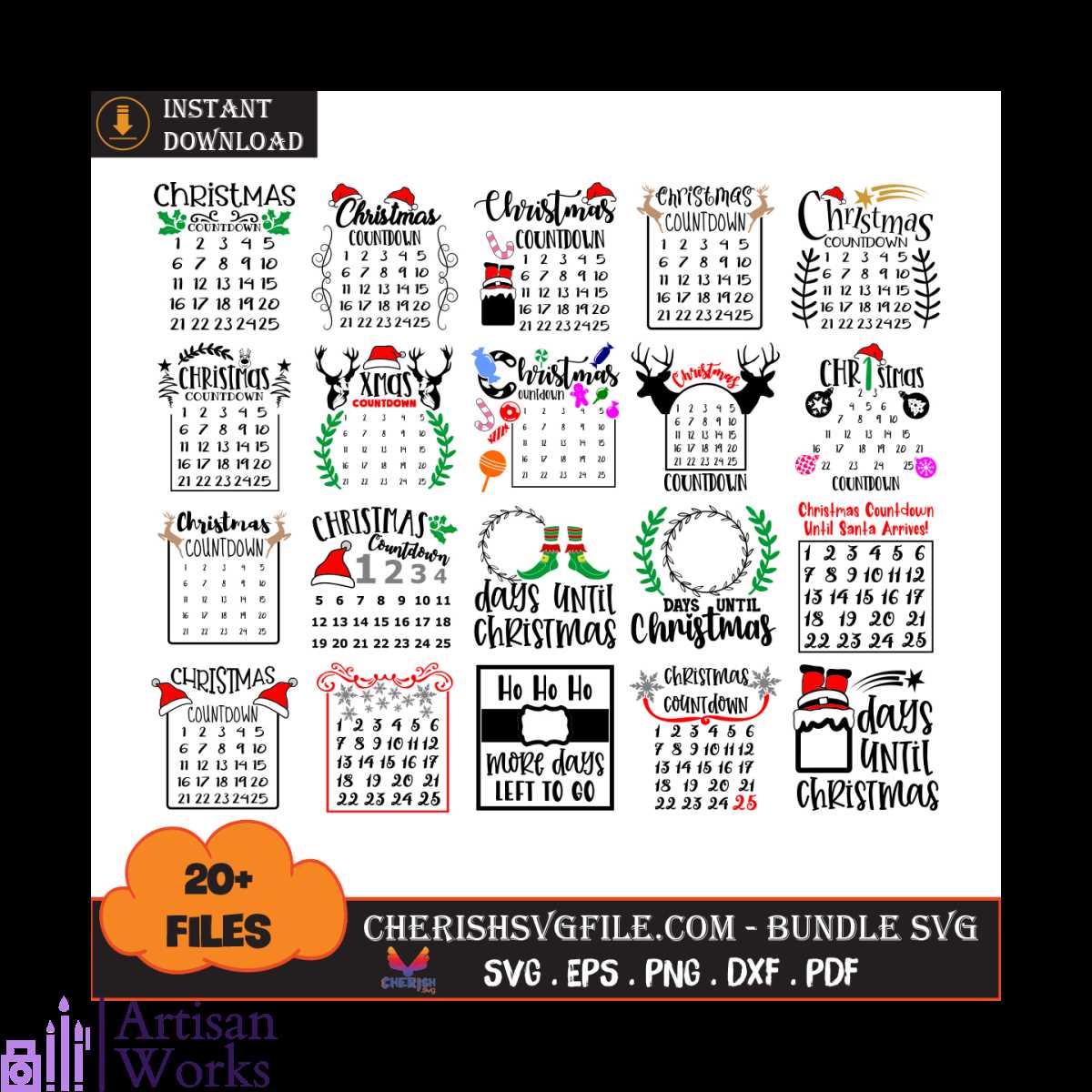 20 Files Christmas Countdown Bundle Svg, Christmas Svg, Coun | Inspire ...