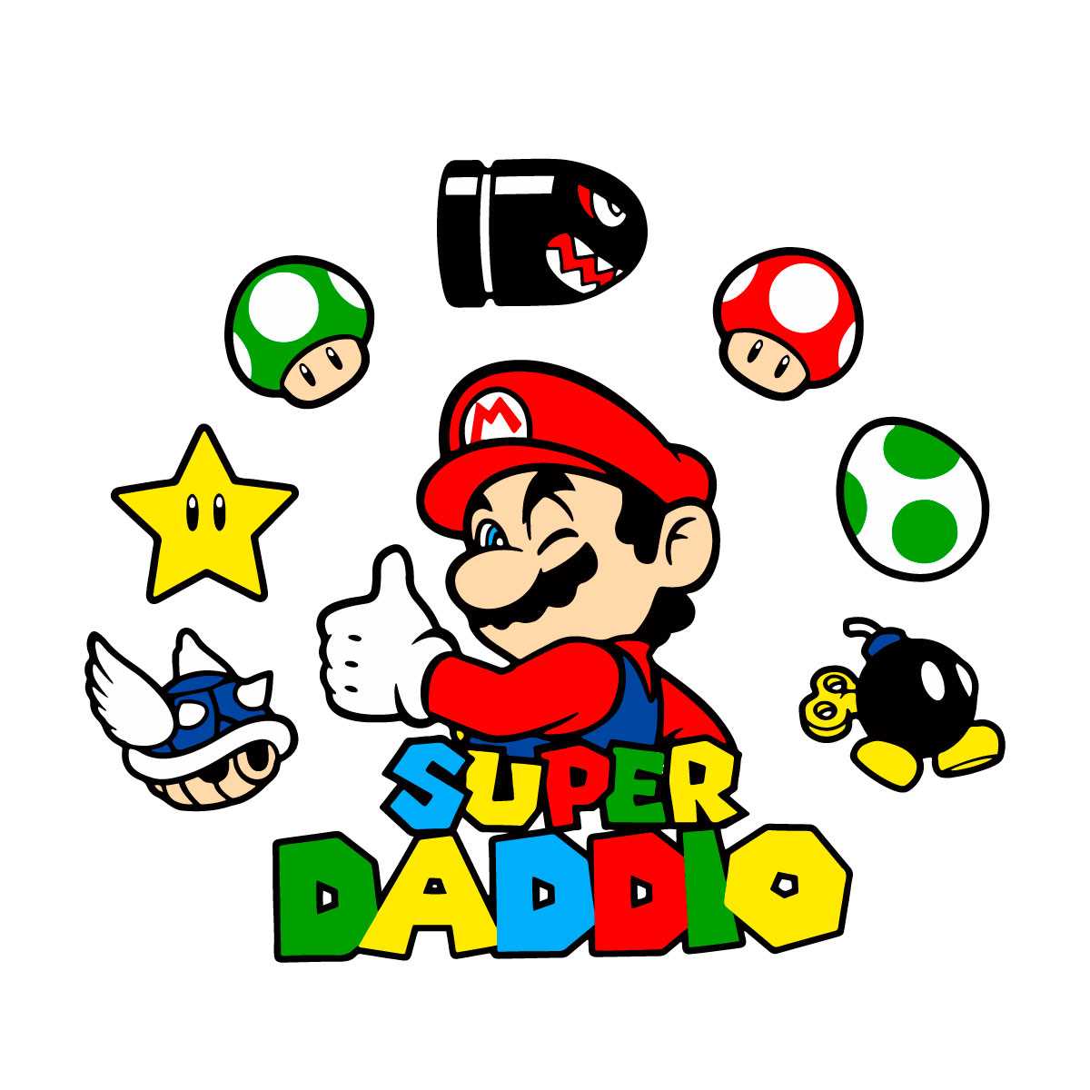 Super Mario Daddio Logo Svg, Funny Gamer Daddy Svg | Inspire Uplift