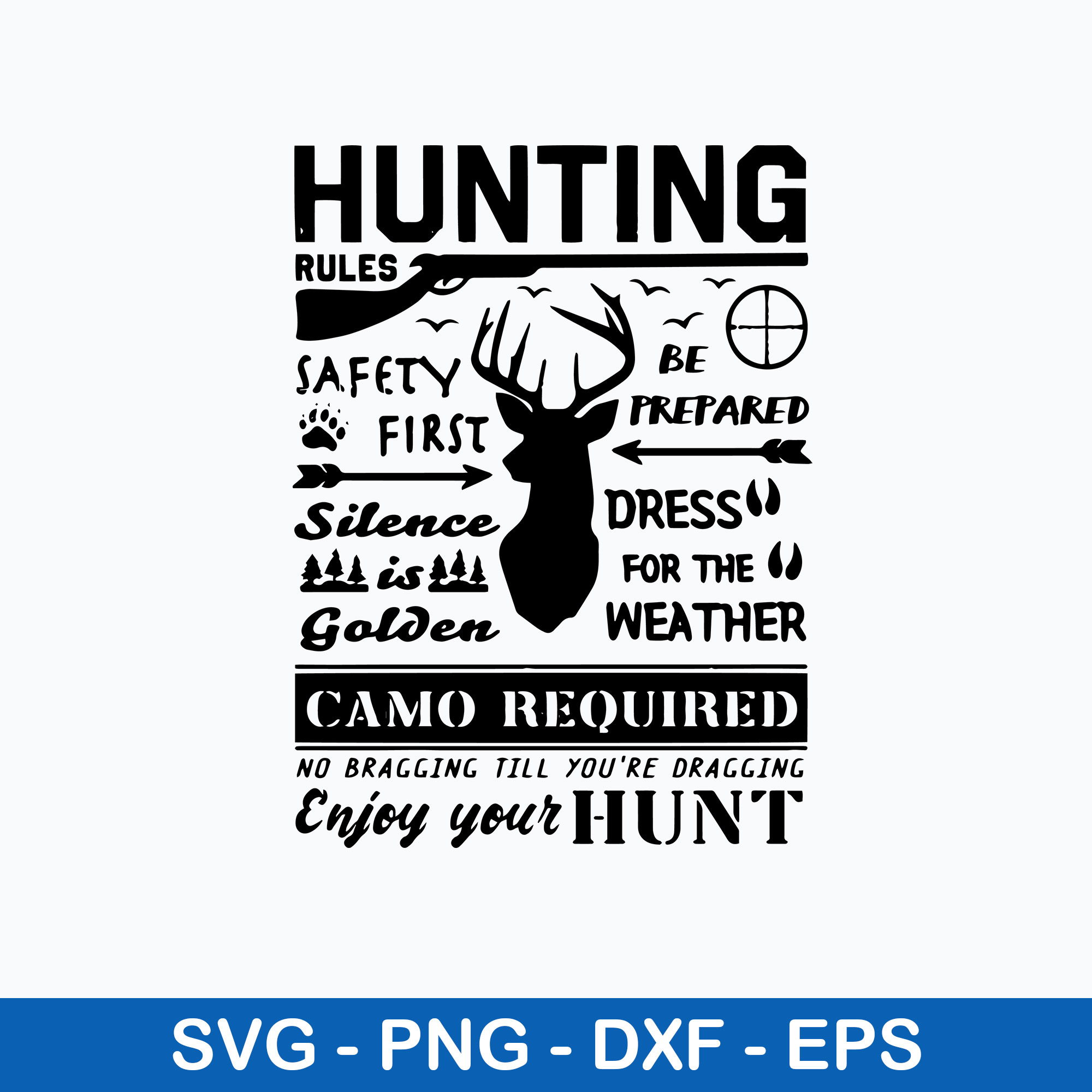Deer Hunting Rules Svg, Hunting Poster Svg, Png Dxf Eps File | Inspire ...