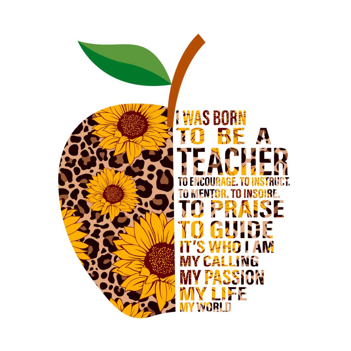 Inspirational Teacher Apple Sunflower Svg, Back To School Sv | Inspire ...