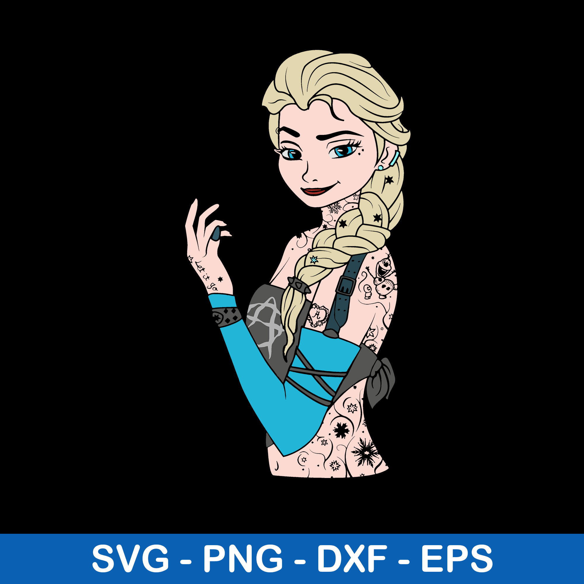 Elsa Tattoo Svg, Pincess Elsa Svg, Disney Svg, Png Dxf Eps F - Inspire ...