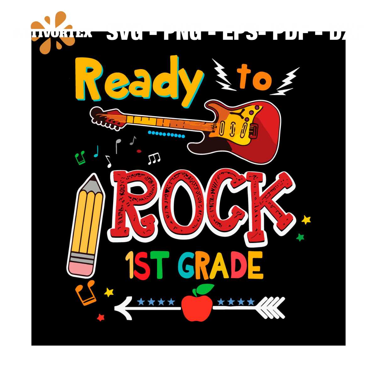 Ready To Rock 1st Grade Guitar Pencil Svg, Back To School Sv | Inspire ...