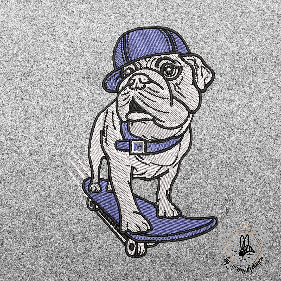 A bulldog dog dressed in a basketball cap rides a skateboard | Inspire ...