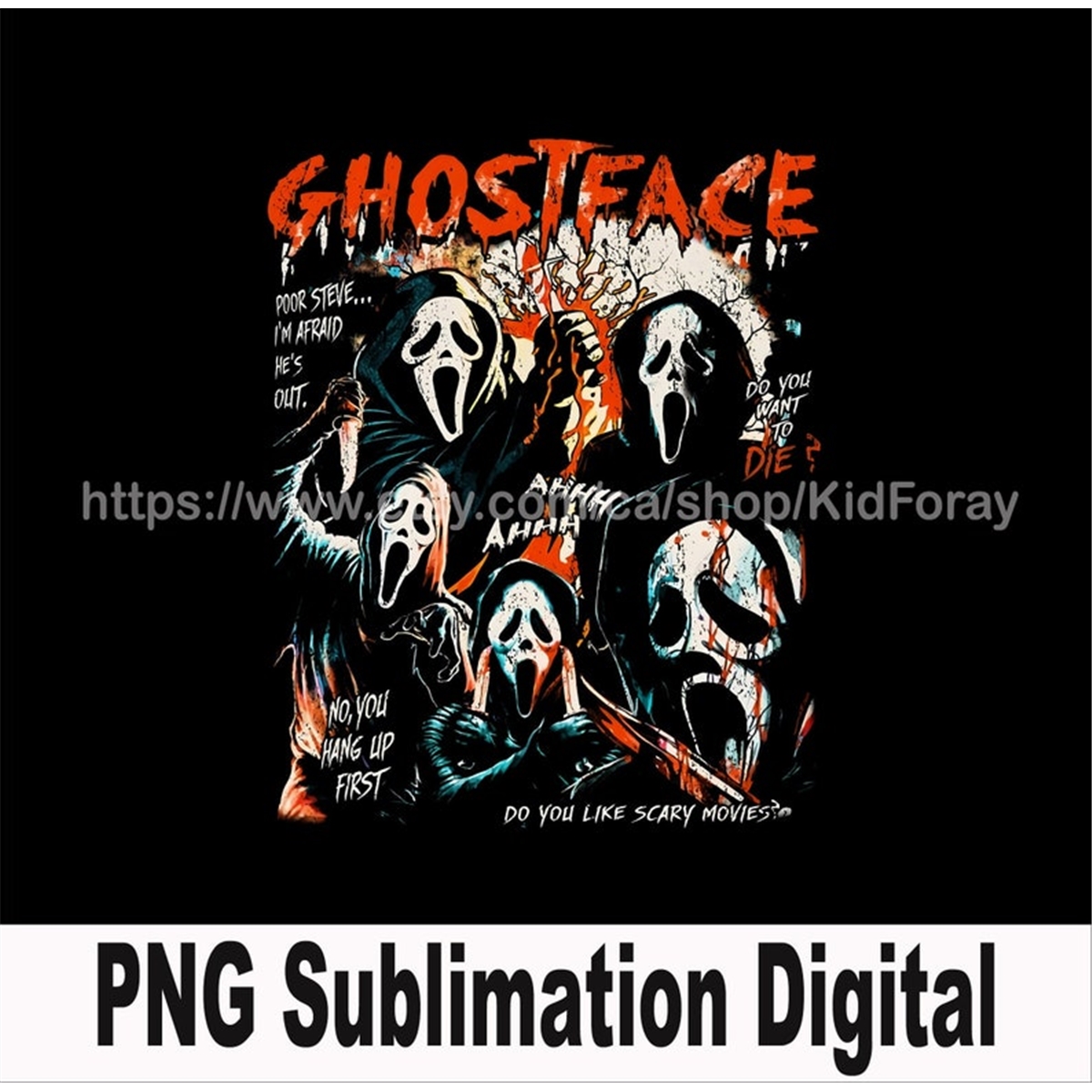 Vintage Scream Ghostface PNG, Horror Movie PNG, Let's Watch - Inspire ...