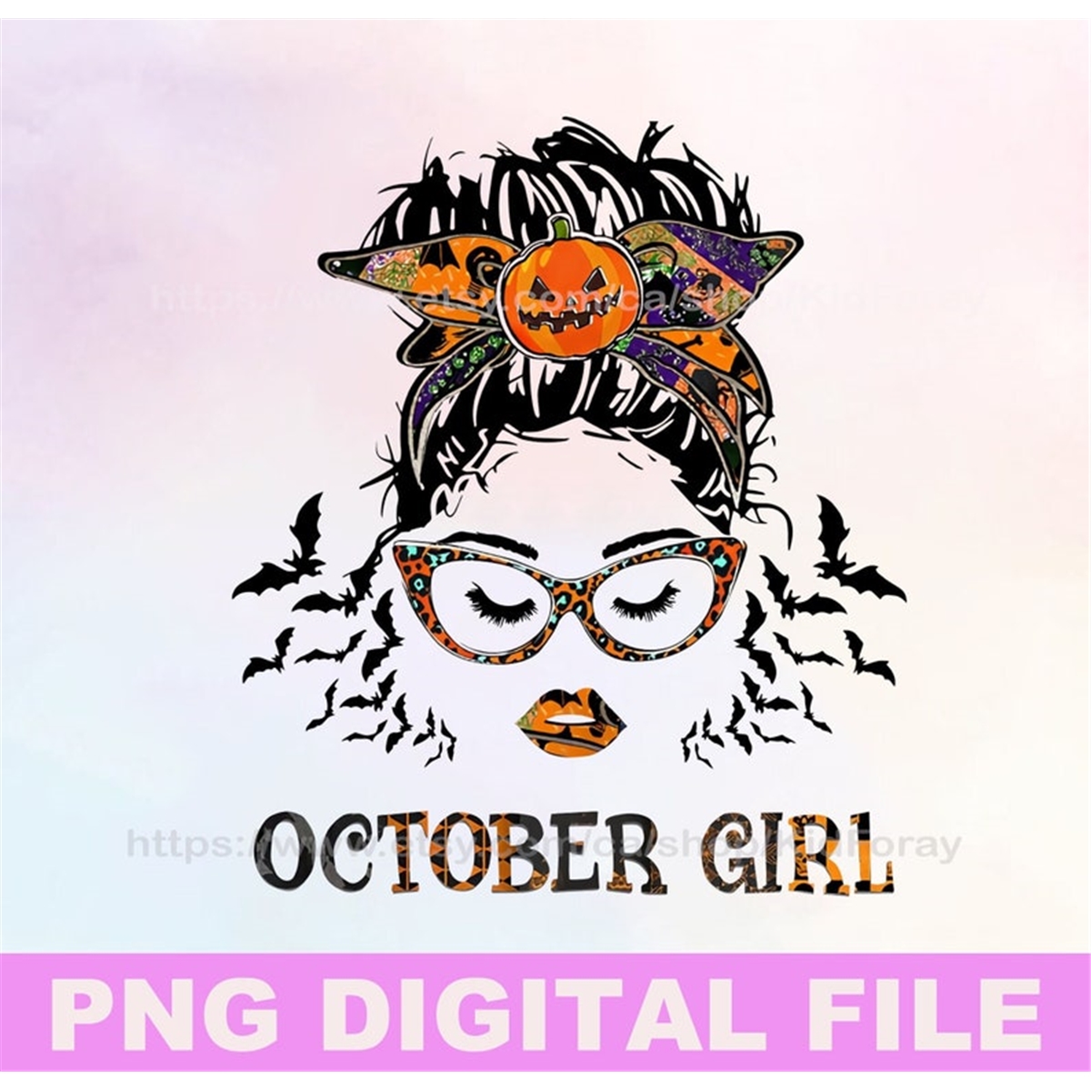 October Girl PNG, Halloween Girl PNG, Bun Girl Halloween PNG | Inspire ...