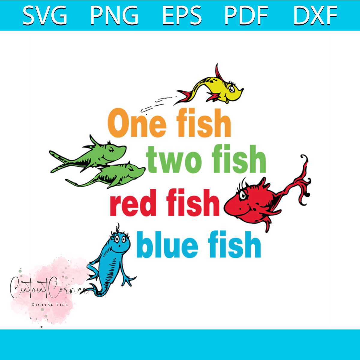 One Fish Two Fish Svg, Dr Seuss Svg, Seuss Svg, Dr Seuss Gif | Inspire ...