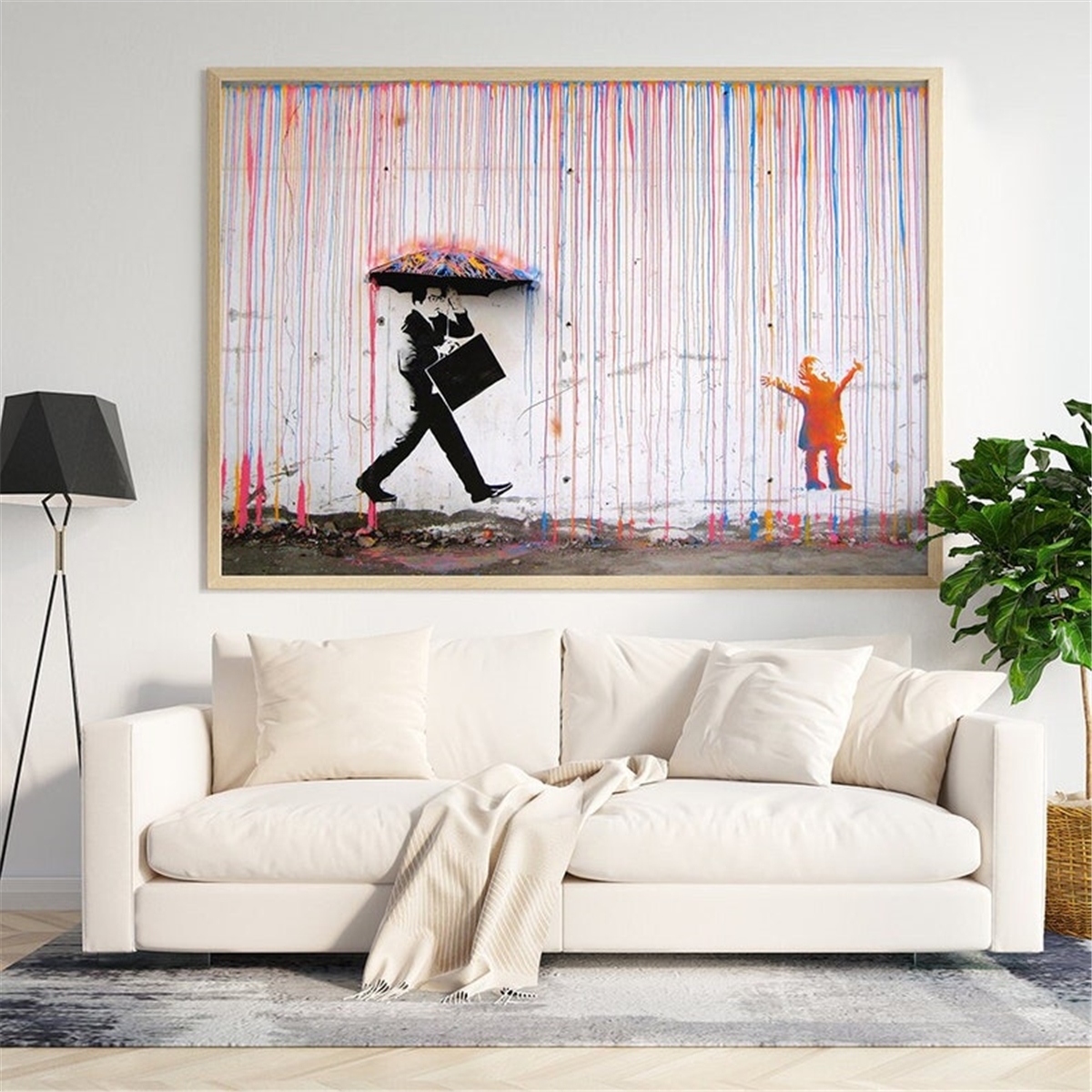 BANKSY Rainbow Rain Canvas, Banksy Rainbow Rain, Banksy Col | Inspire ...