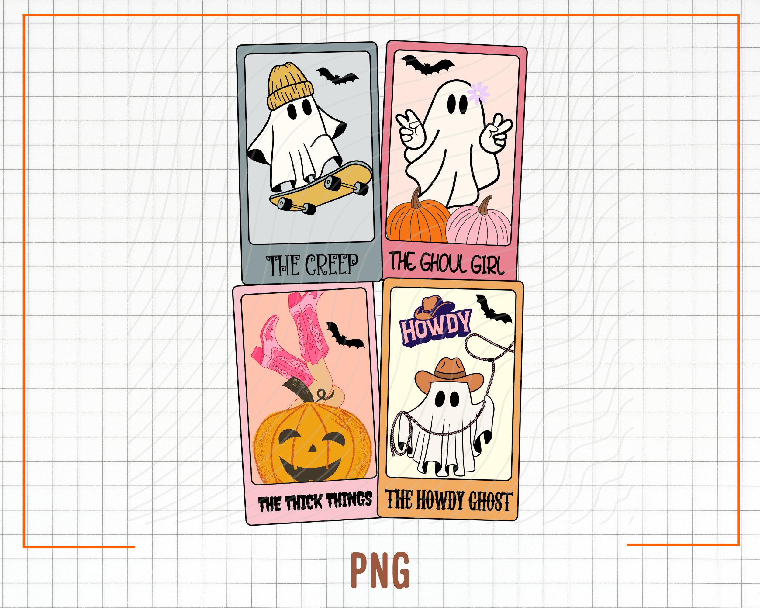 Ghost Tarot Cards Png, Cute Halloween Ghost Png, Retro Hallo | Inspire Uplift