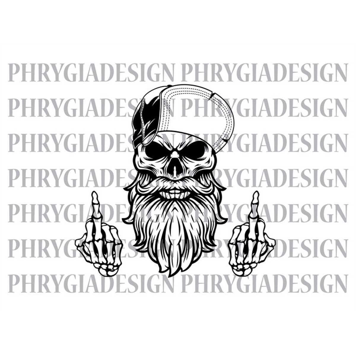 Skull Middle Finger Svg Png , Skull Svg , Bearded Skull Svg | Inspire ...