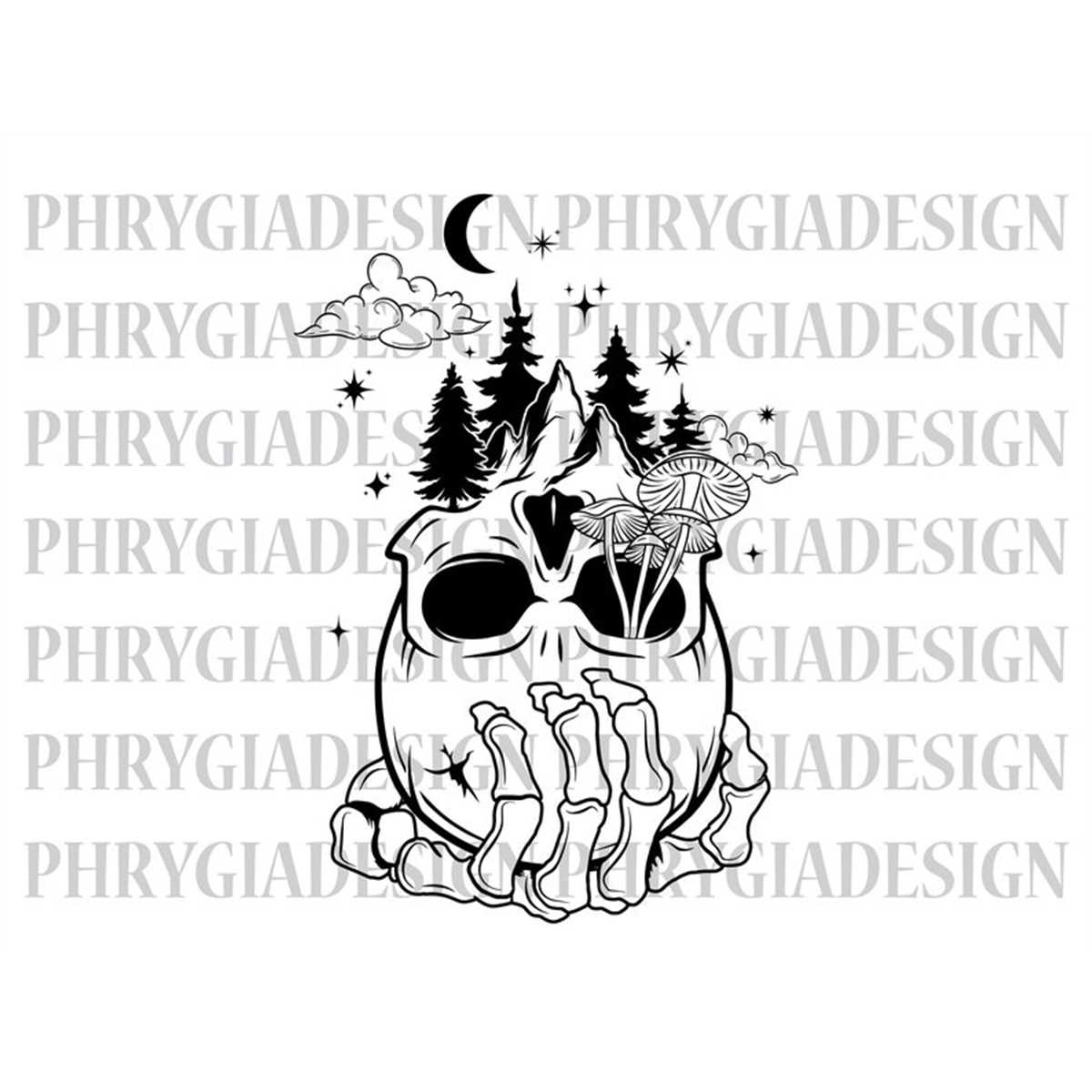 Forest Skull Svg , Skull With Forest Scene Svg , Hand Holdin | Inspire ...