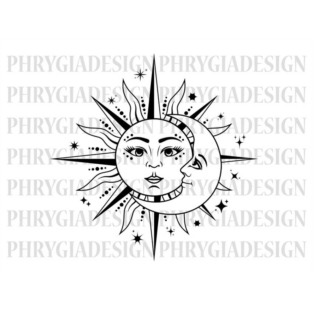 Sun And Moon Svg , Celestial Svg , Moon Phases , Mystical Sv | Inspire ...