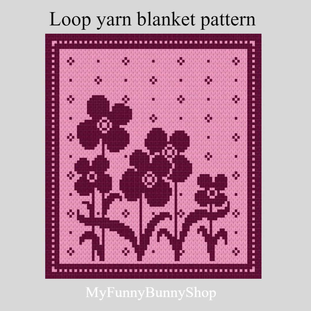 Finger knitted loop yarn Flowers blanket pattern PDF Downloa | Inspire ...
