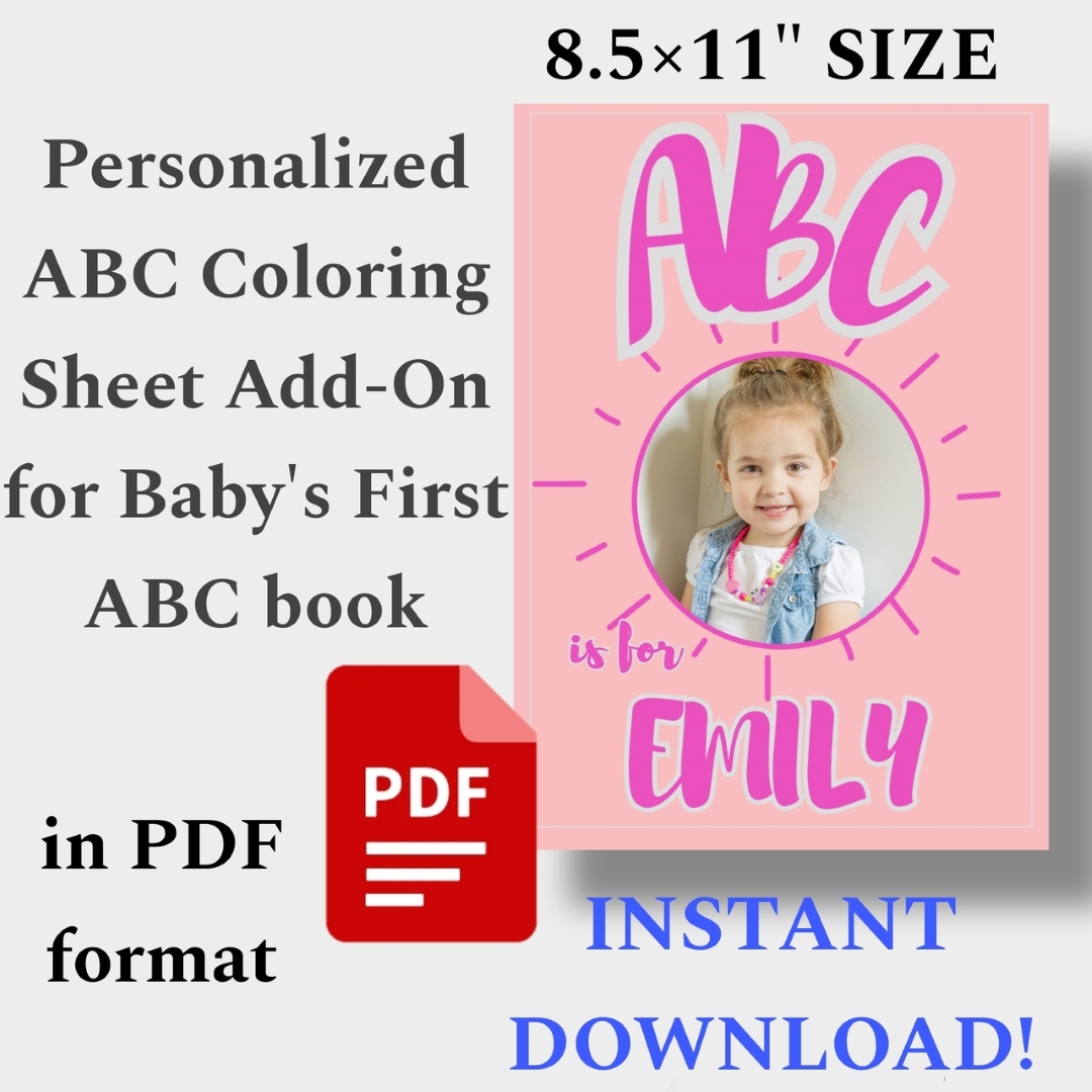 girl baby shower, personalized ABC Coloring Book, Custom Kid - Inspire ...