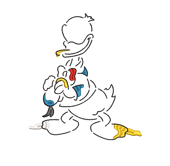 Donald Duck Line Art Embroidery Design - Playful Stance | Inspire Uplift