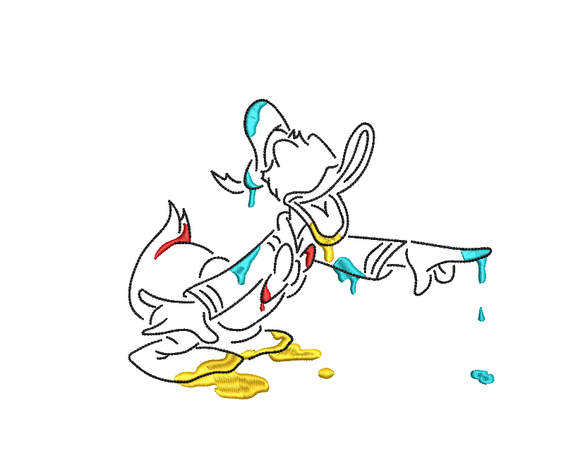 Donald Duck Line Art Embroidery Design - Quirky Expression - Inspire Uplift