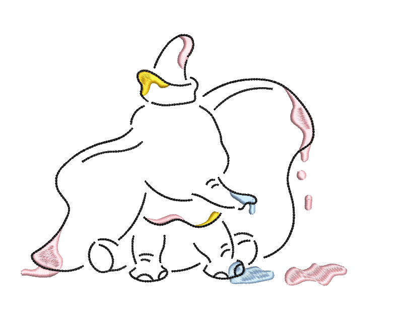 Disney Line Art Embroidery Design Dumbo - Inspire Uplift