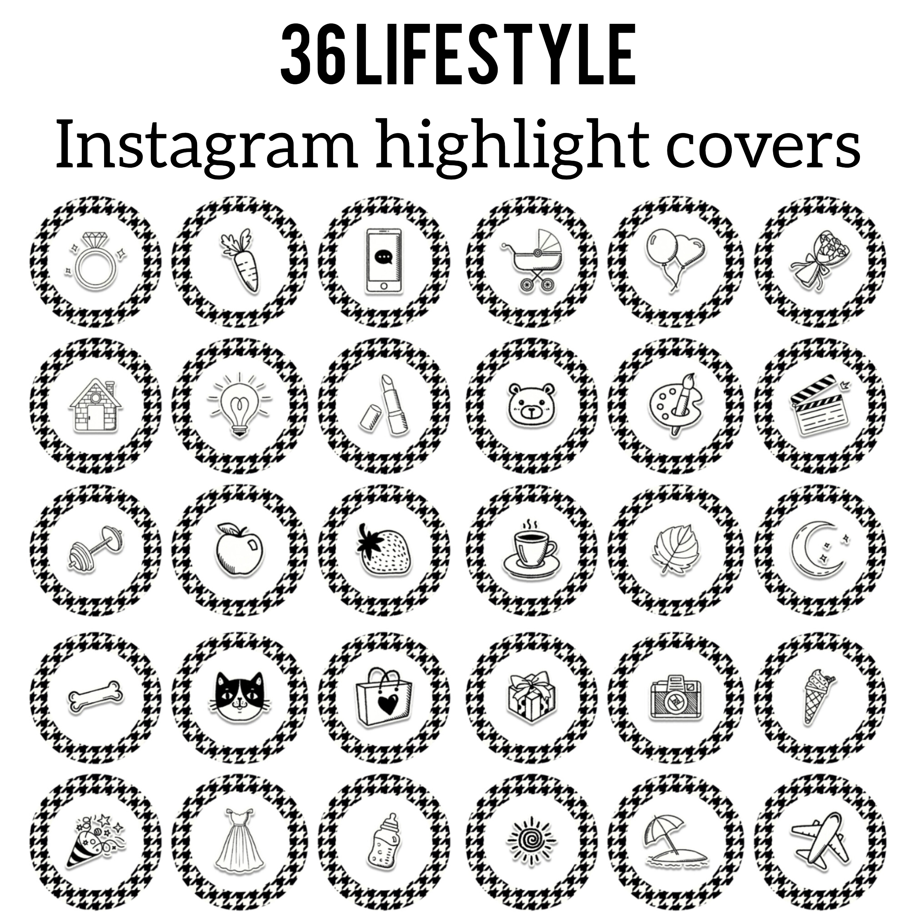 36 Lifestyle Instagram Highlight Icons. Black and White Inst | Inspire ...