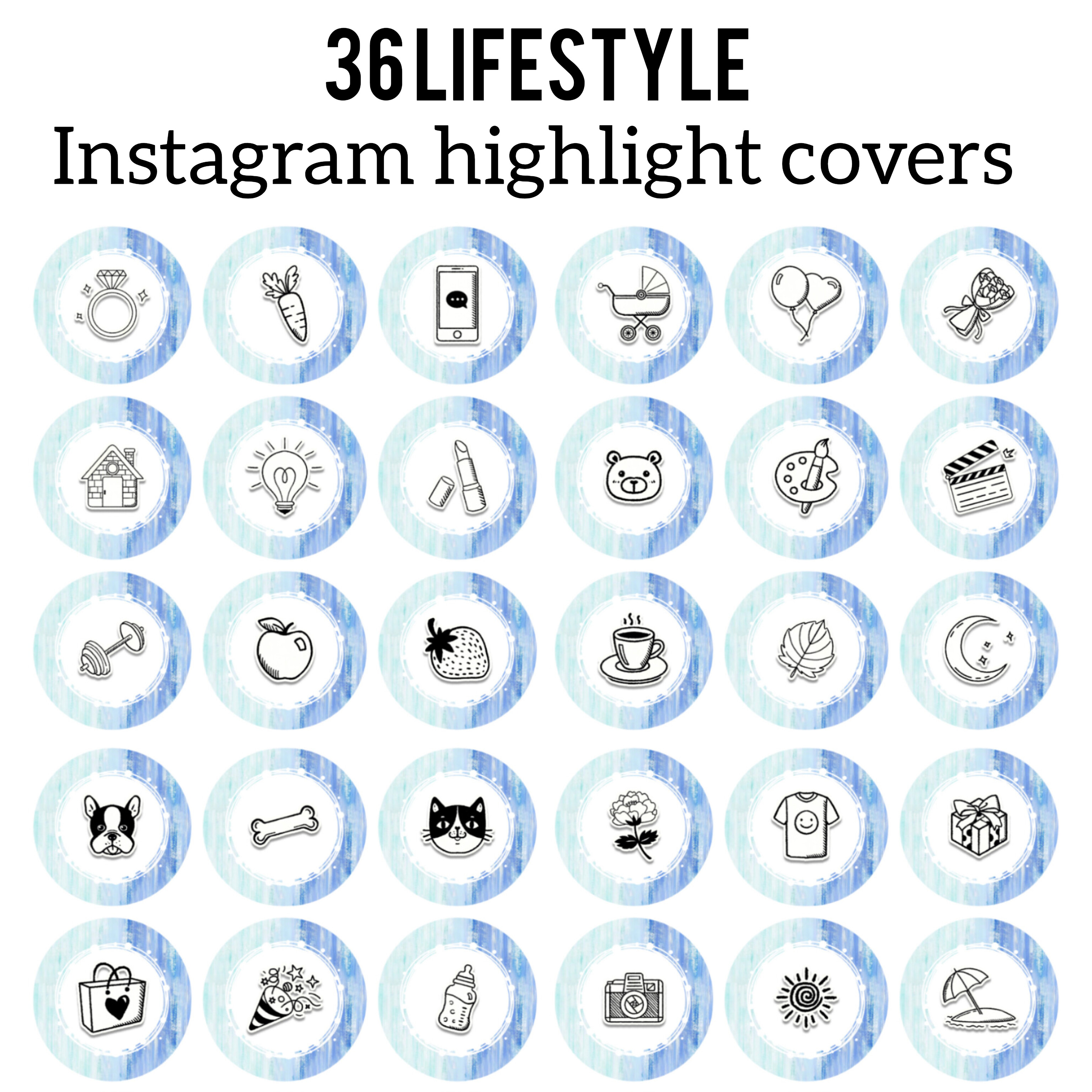 36 Lifestyle Instagram Highlight Icons. Blue Instagram Highl | Inspire ...