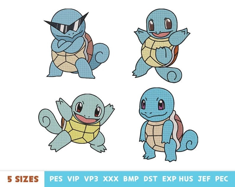 4 Squirtle embroidery designs - pokemon embroidery - machine | Inspire ...