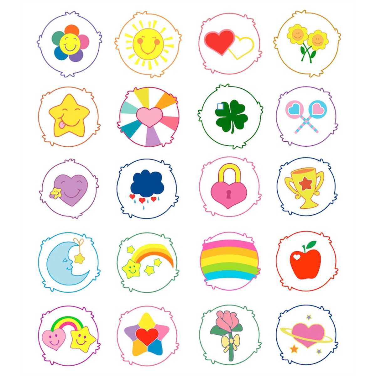 20 Care Bears Belly Badges Digital Files - Design Files - Cr | Inspire Uplift