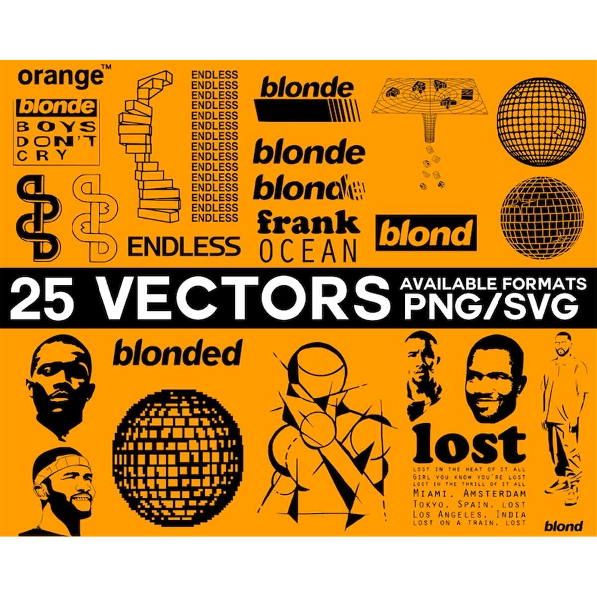 Frank Ocean Vector Pack, Blonded Vector, Endless Cricut, Fra - Inspire ...