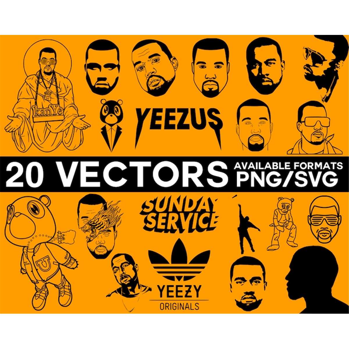 Kanye West Vector Pack, Kanye West SVG, Jesus Is King Vector | Inspire ...