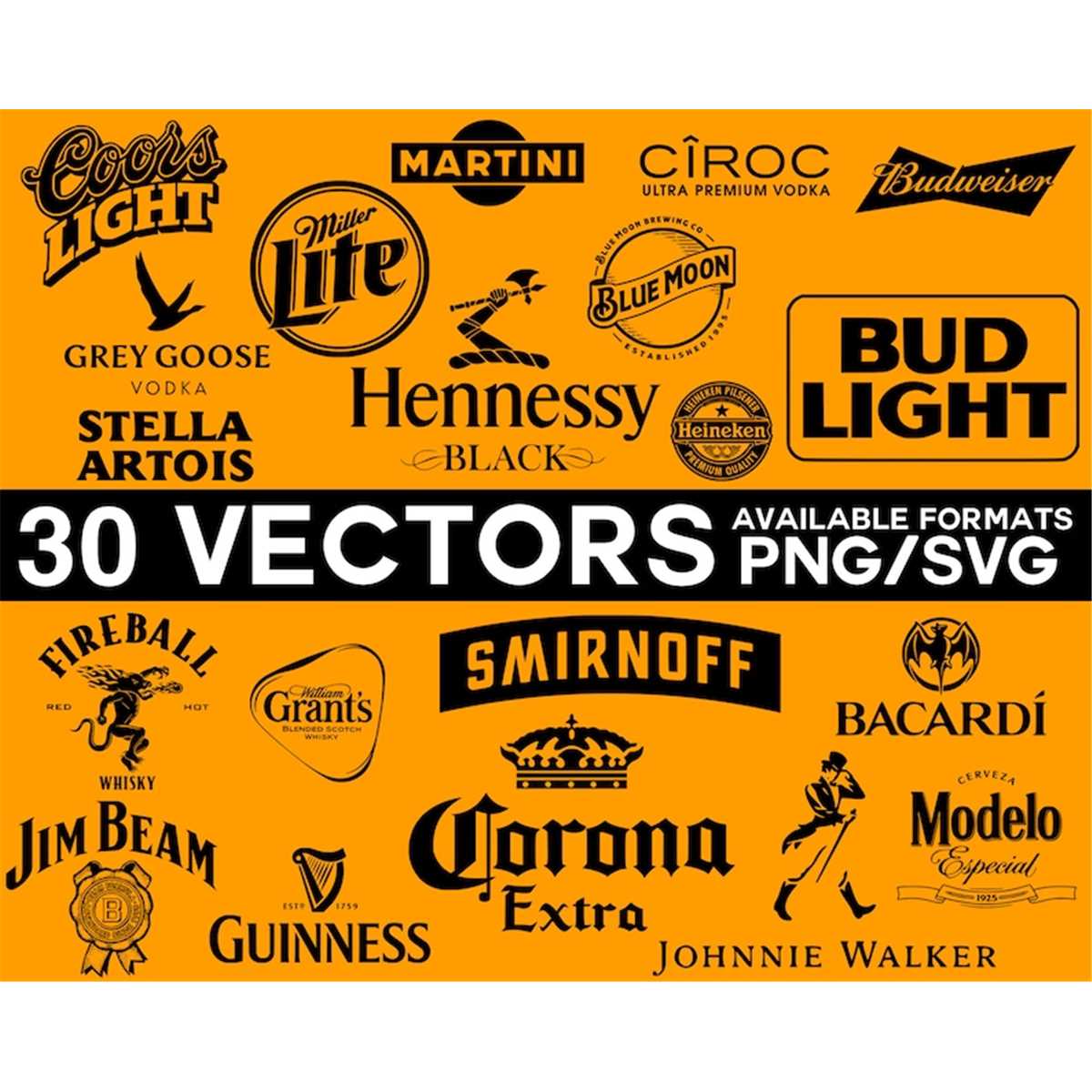 Alcohol Logo Vector Pack Alcohol Drinks SVG PNG Cricut Vinyl | Inspire ...