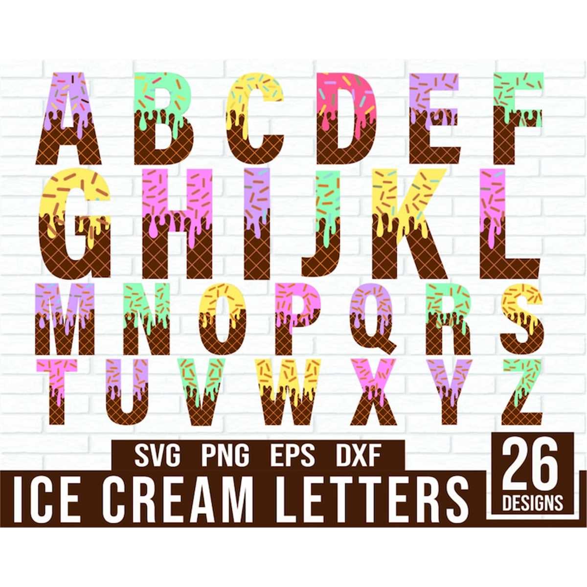Ice Cream Letters SVG, Ice Cream Birthday Svg, A-Z Ice Cream - Inspire ...