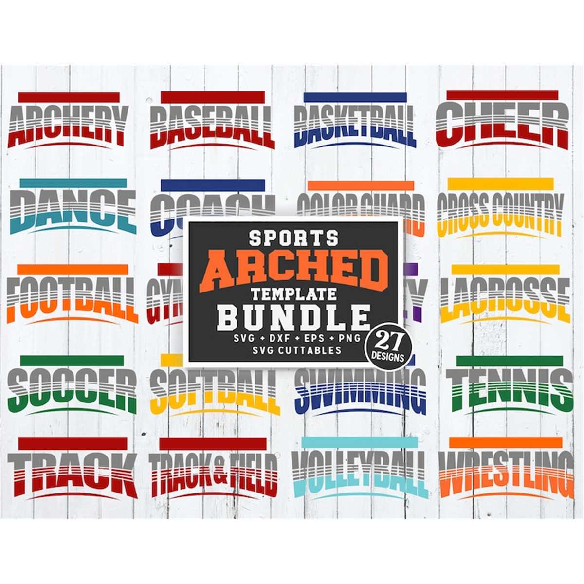 Sports Arched Template Bundle svg - Cut Files - svg - eps - | Inspire ...