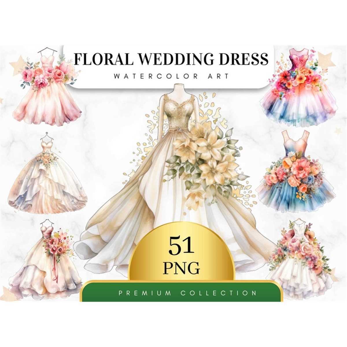 watercolor wedding dress clipart - Inspire Uplift